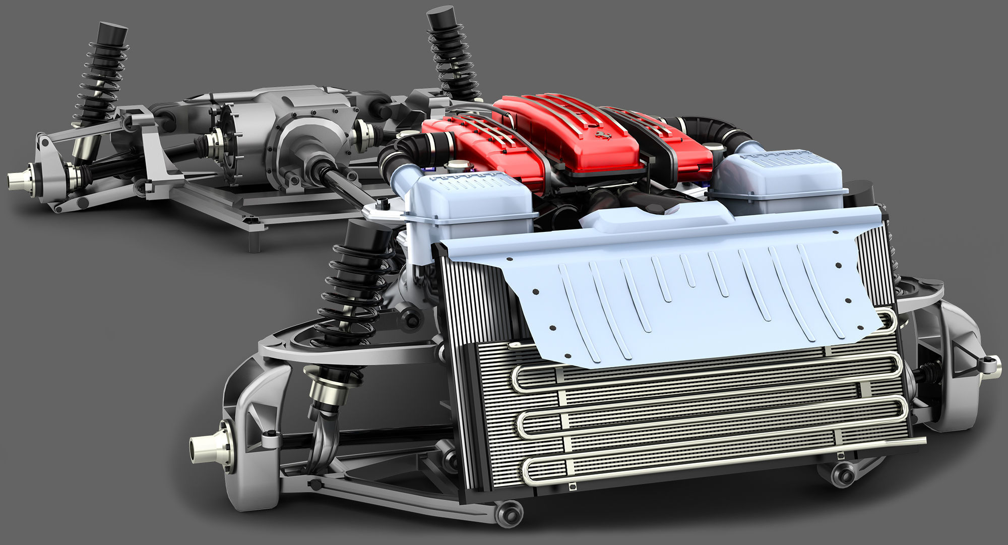 3D model Ferrari Chassis FF - V12 Engine Tipo F133E AWD - Disassembled ...