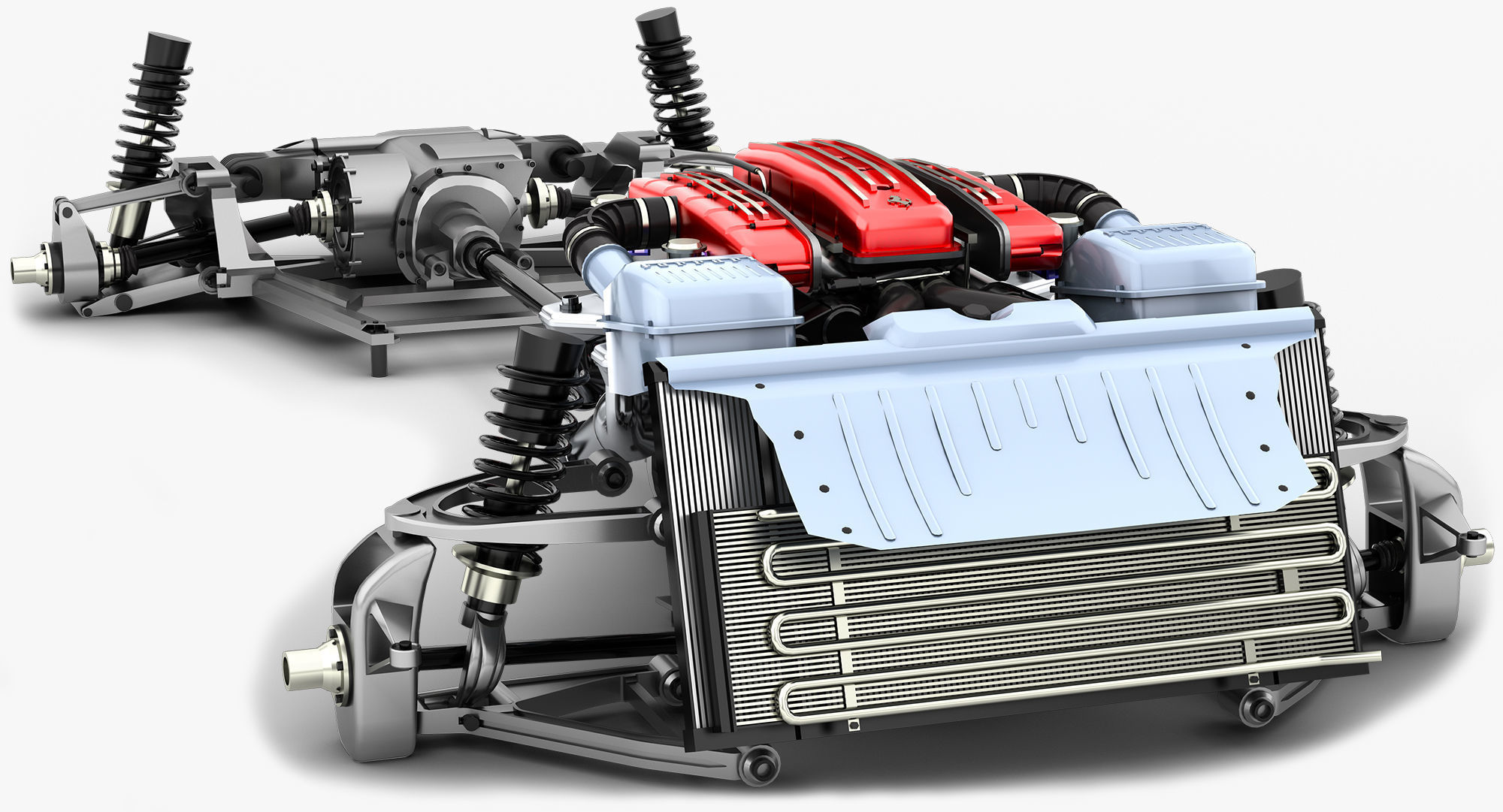 3D model Ferrari Chassis FF - V12 Engine Tipo F133E AWD - Disassembled ...