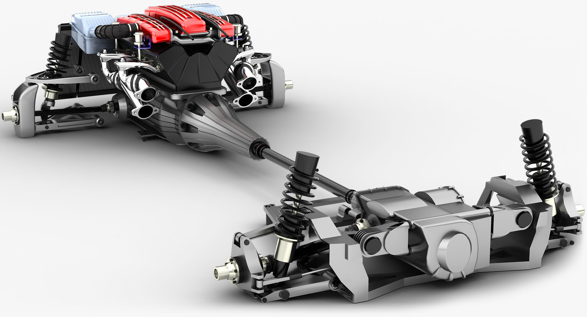 3D model Ferrari Chassis FF - V12 Engine Tipo F133E AWD - Disassembled ...