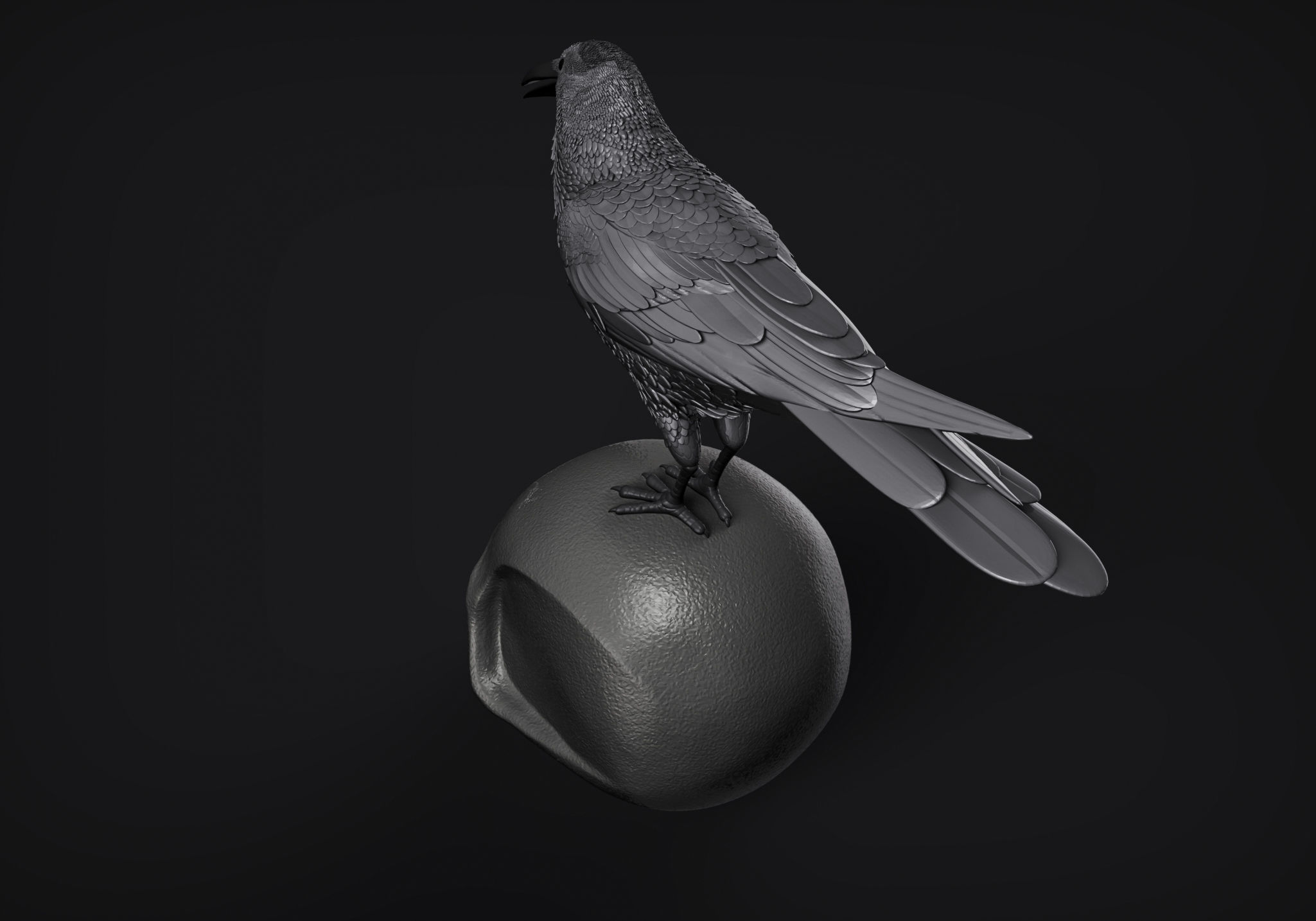 Raven and Skull 3D model 3D printable | CGTrader