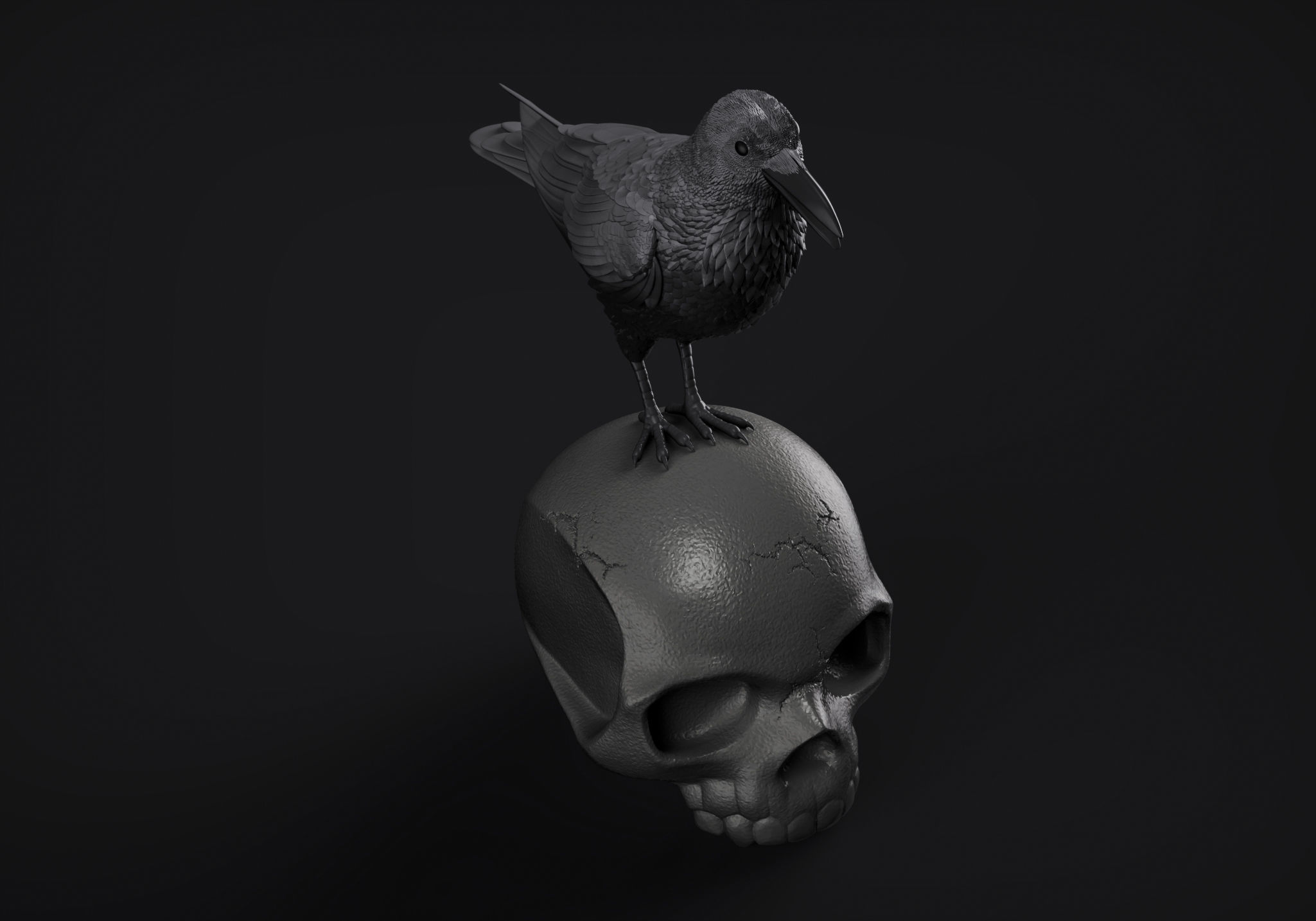 Raven and Skull 3D model 3D printable | CGTrader