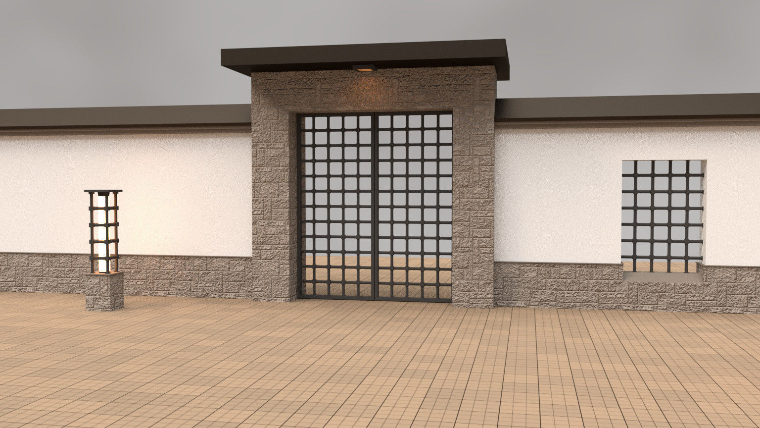 Modular round walls and gates 3D model | CGTrader