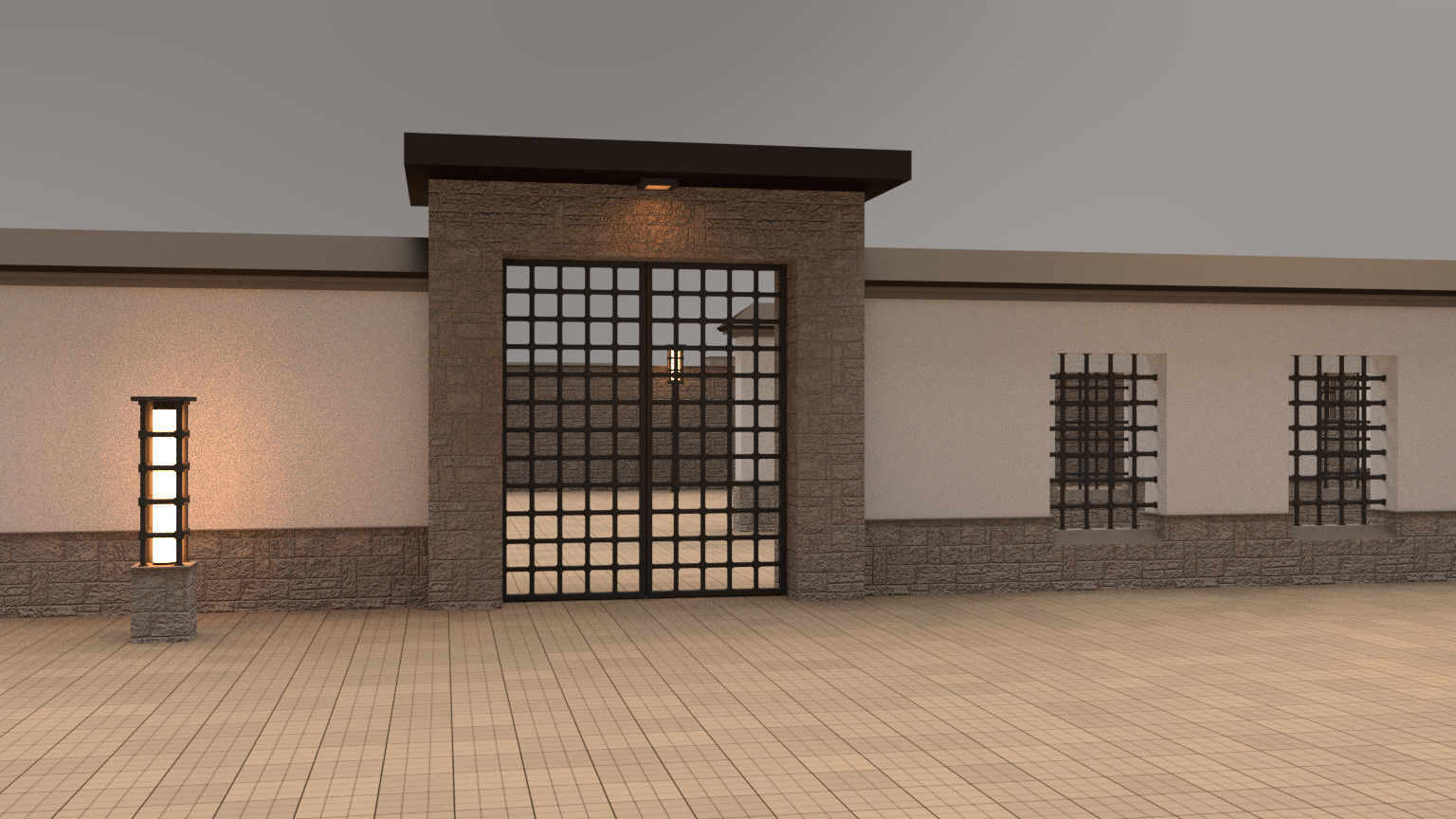 Modular round walls and gates 3D model | CGTrader