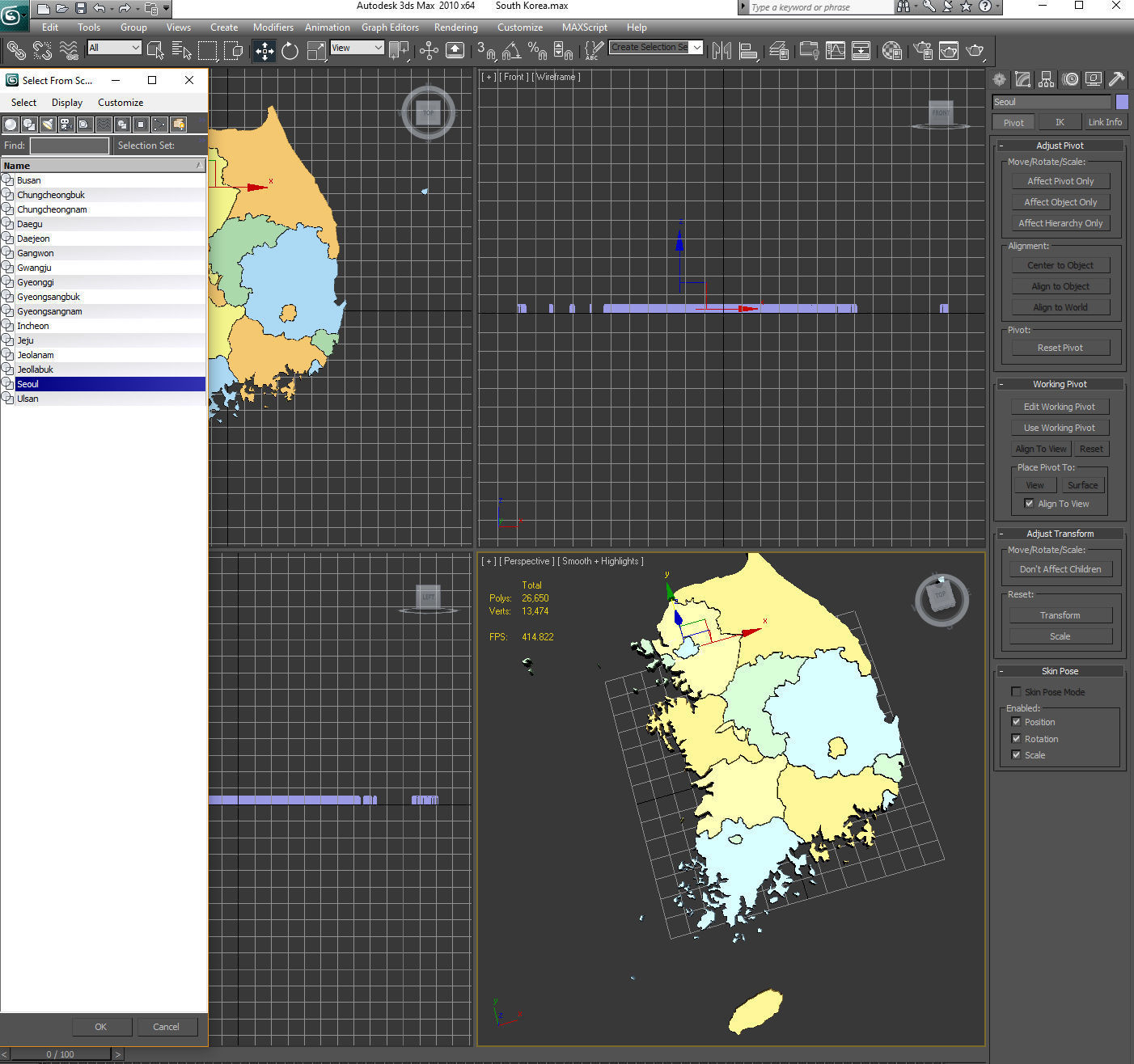 3d Political Map of South Korea 3D model | CGTrader