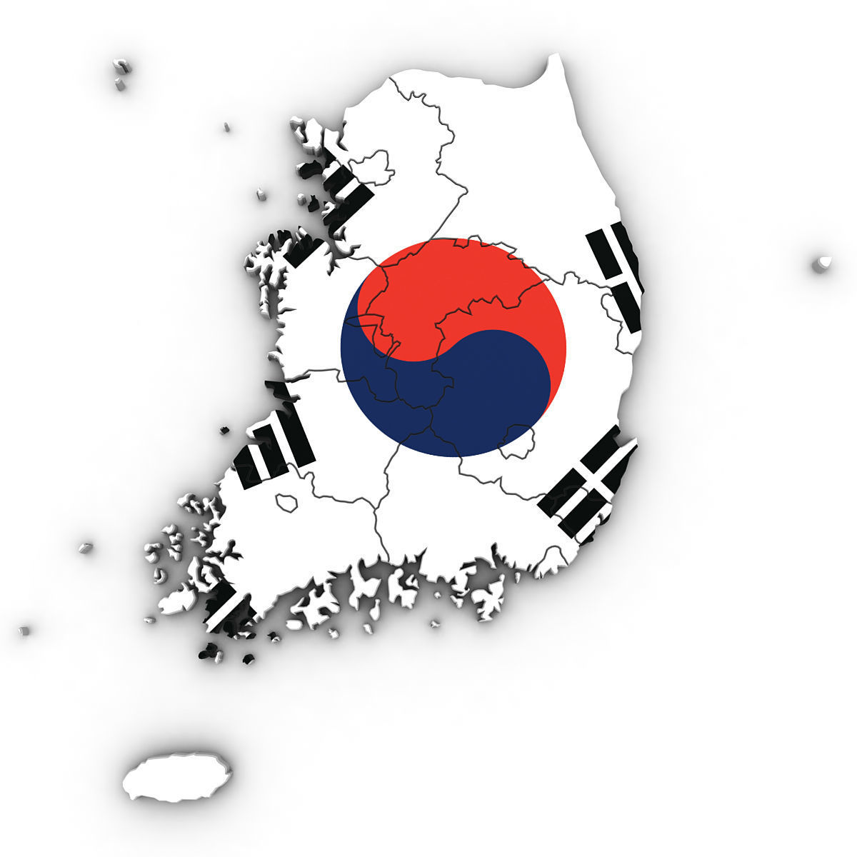 3d Political Map of South Korea 3D model | CGTrader