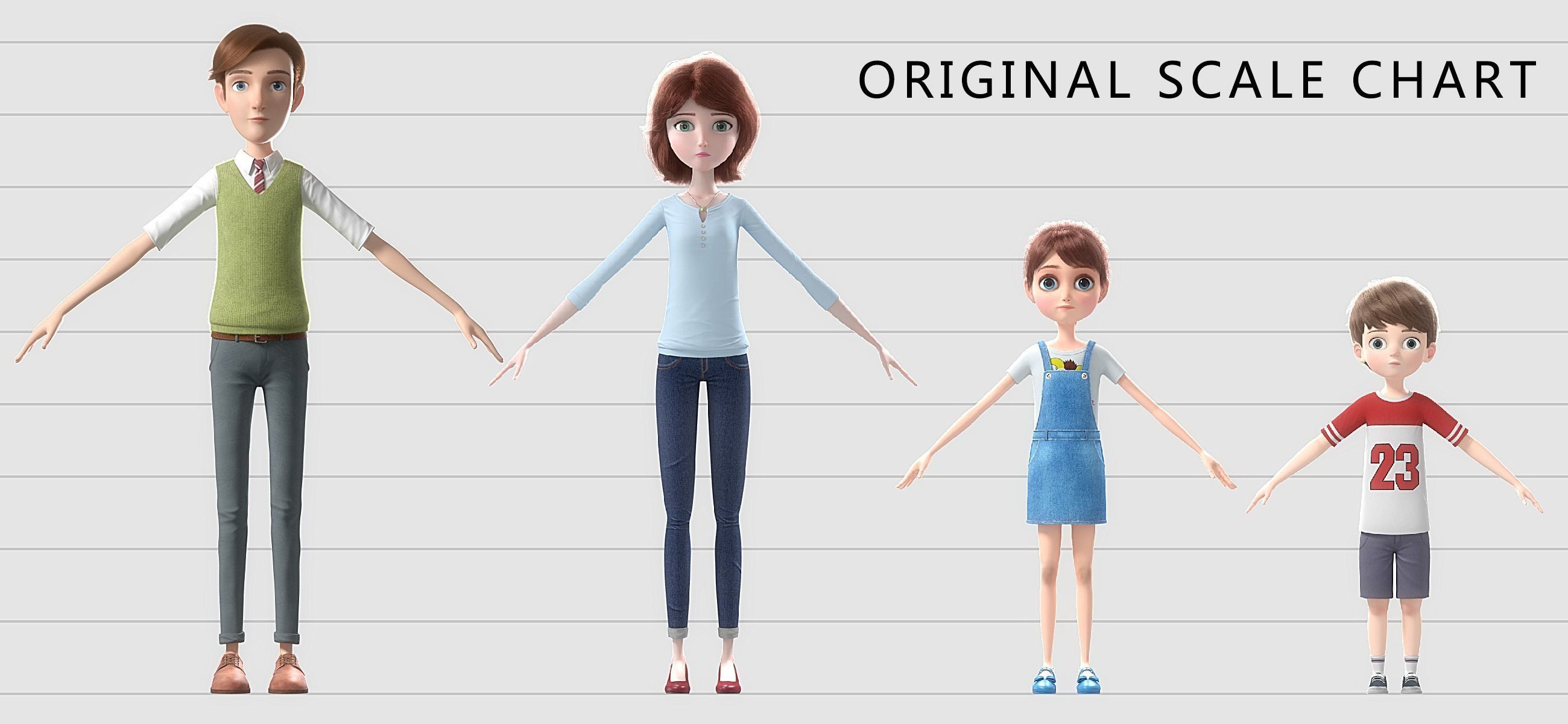 Cartoon Family Rigged V2 3D model rigged | CGTrader