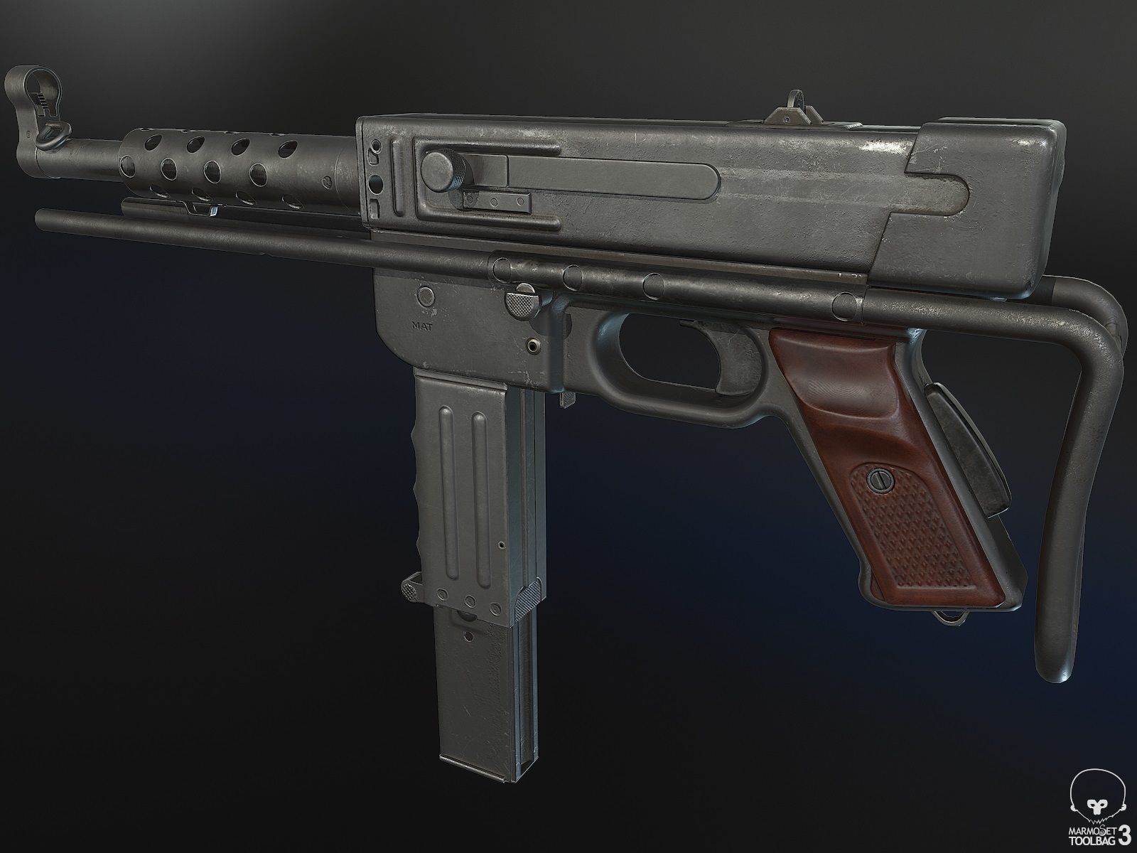 3D model MAT-49 Submachine Gun VR / AR / low-poly | CGTrader