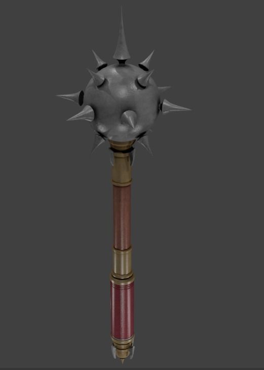 3D model Medieval Mace Low Poly Game Ready Texture and UV VR / AR / low ...