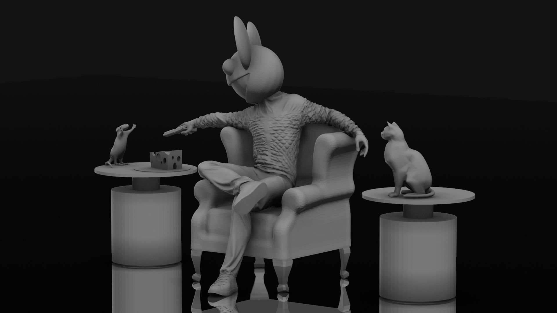 Deadmau5 On Chair Gun Aim at Mice 3D model 3D printable | CGTrader
