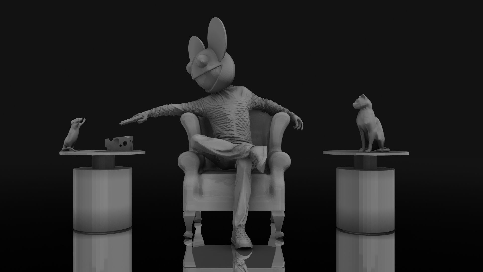 Deadmau5 On Chair Gun Aim at Mice 3D model 3D printable | CGTrader