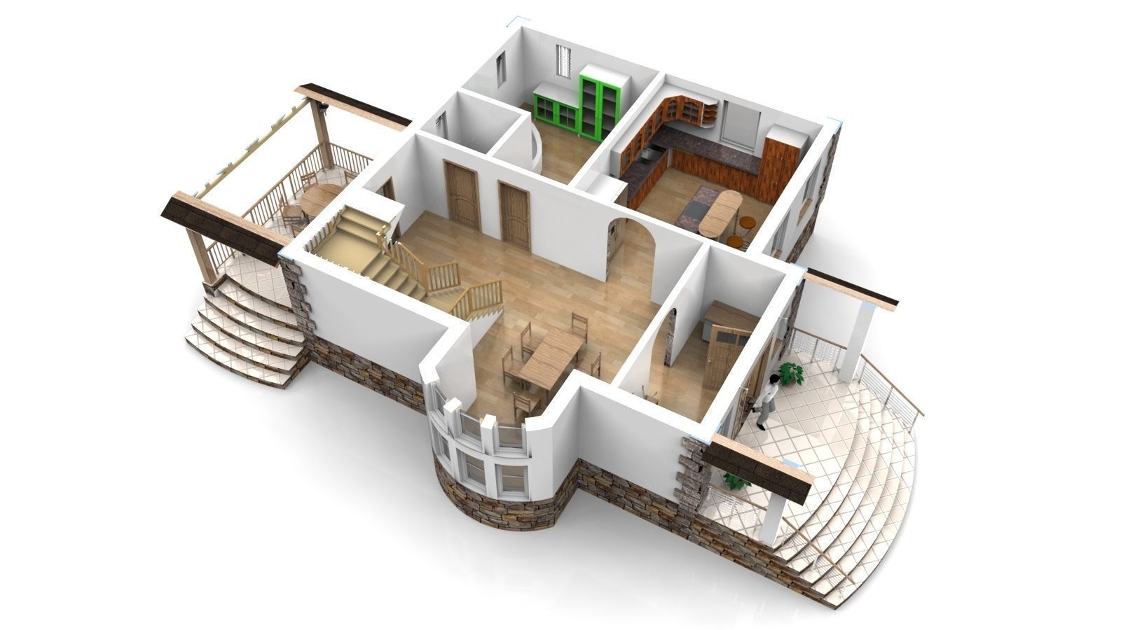Modern house with interior 3D model | CGTrader