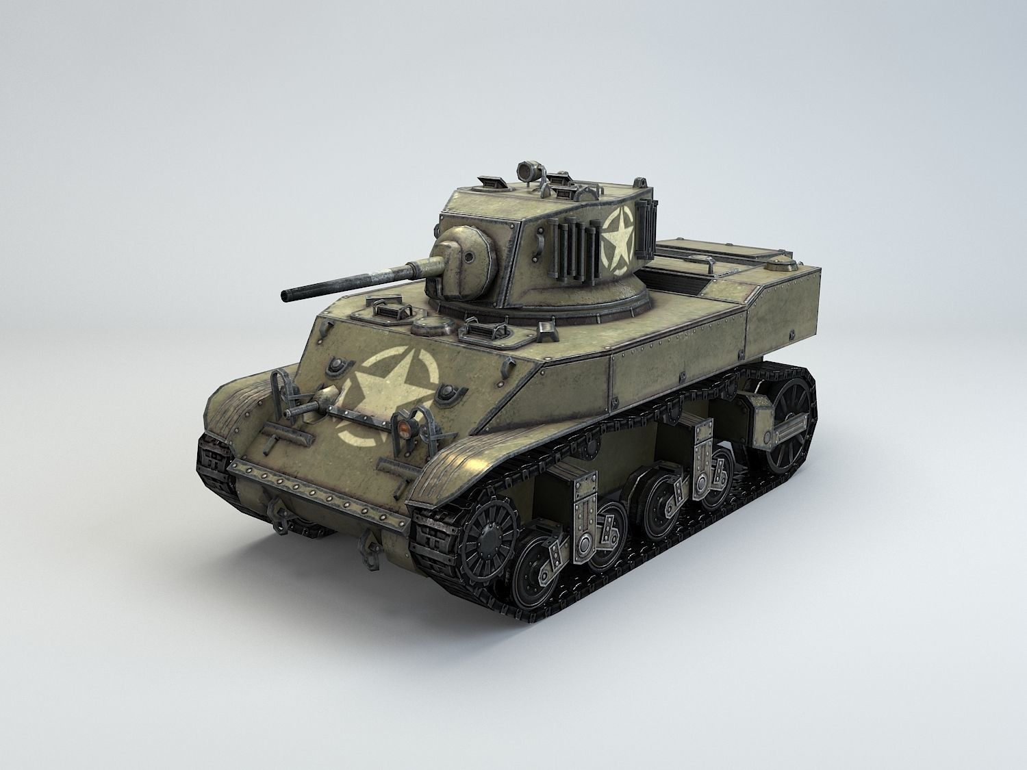 3D model Low Poly M5A1 Stuart light tank VR / AR / low-poly | CGTrader