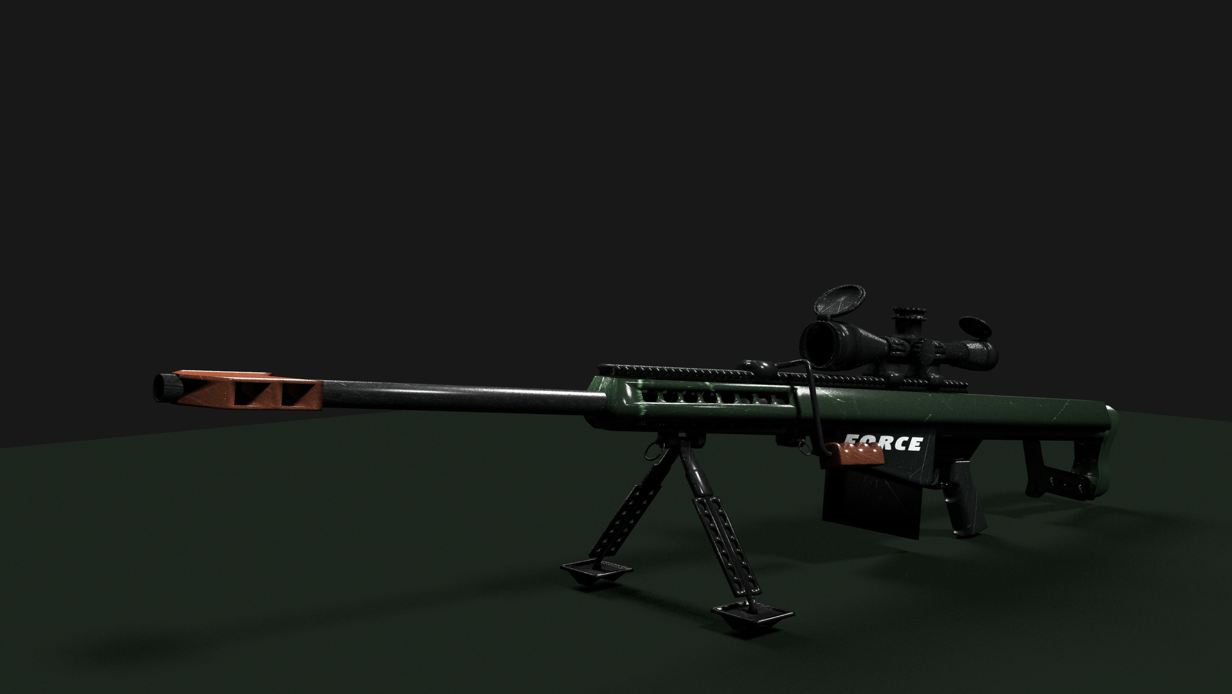 3D model barrett 50 cal low poly 3d model VR / AR / low-poly | CGTrader