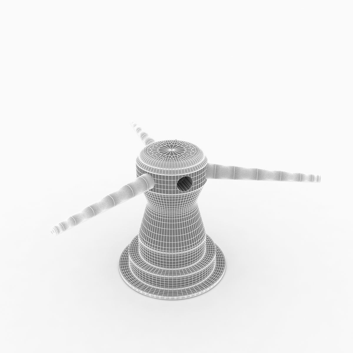 Capstan metal tool with two wooden handles 3D model | CGTrader