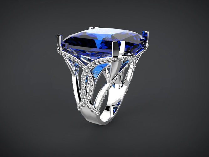 Big blue square stone ring 3D Model 3D printable STL 3DM | CGTrader.com