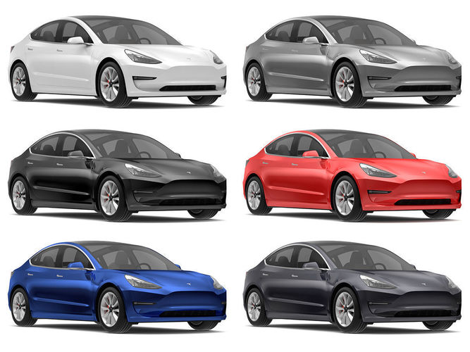Tesla Model 3 All Colors 3D model | CGTrader