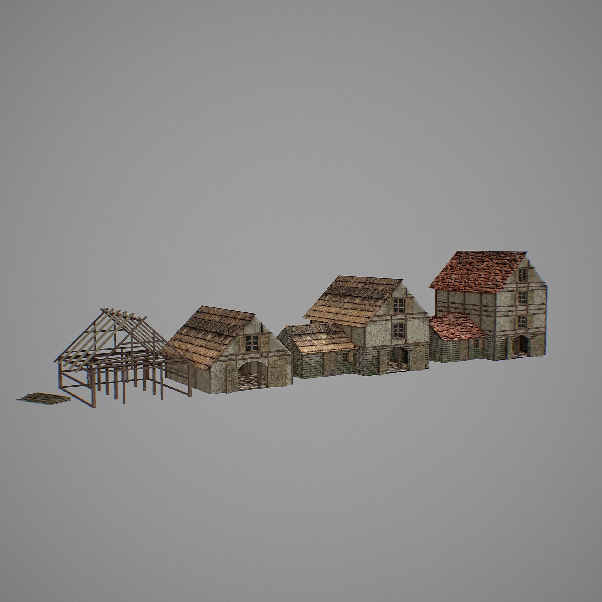 3D model Storehouse medieval houses - medieval houses VR / AR / low ...