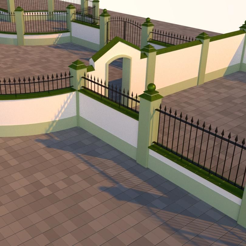 Modular fences gates and walls 3D model | CGTrader