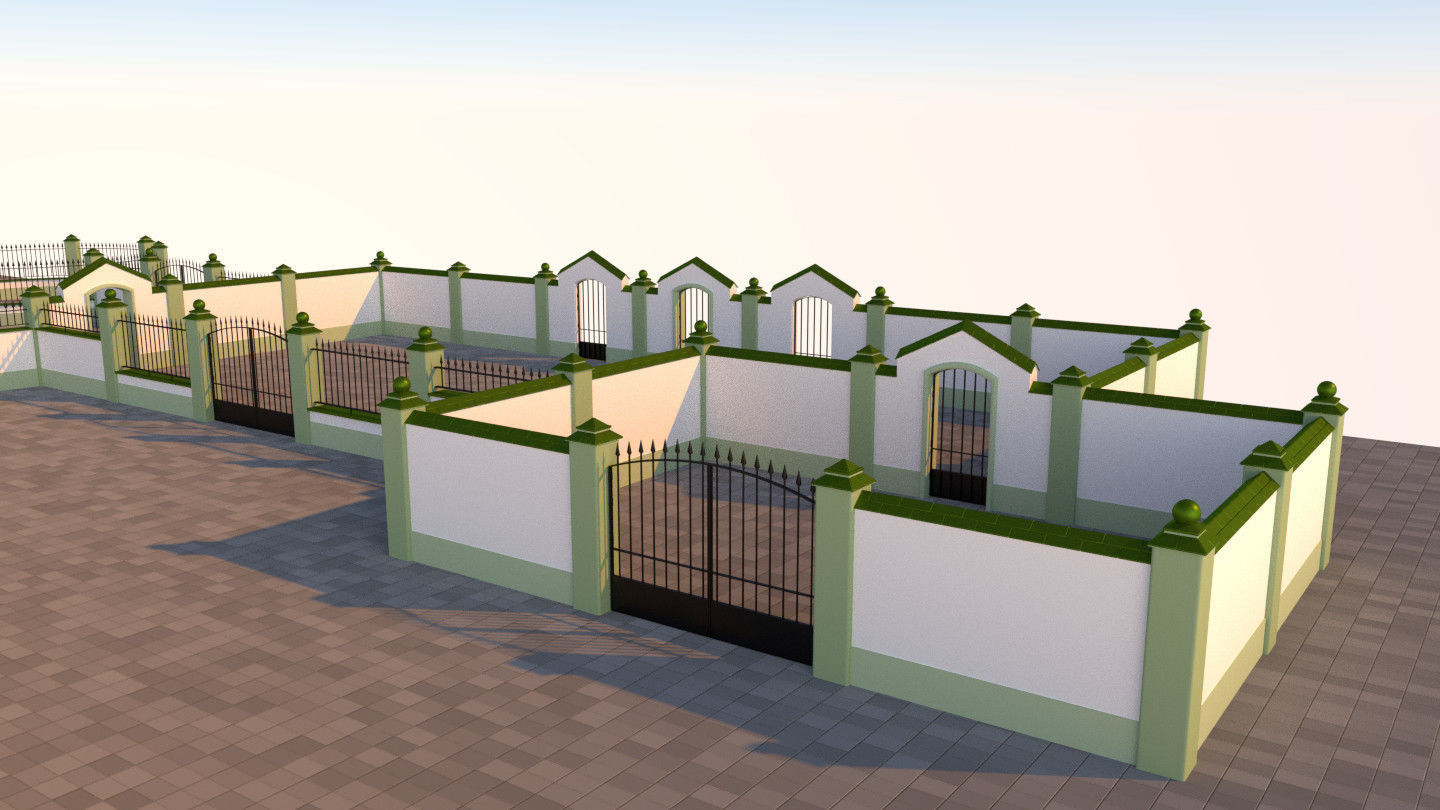 Modular fences gates and walls 3D model | CGTrader