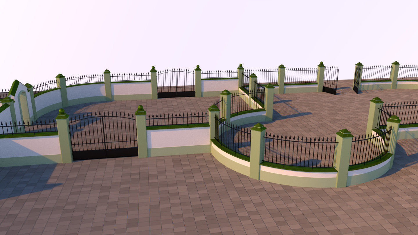 Modular fences gates and walls 3D model | CGTrader