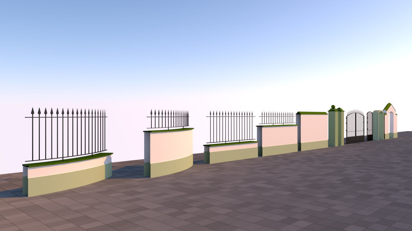 Modular fences gates and walls 3D model | CGTrader