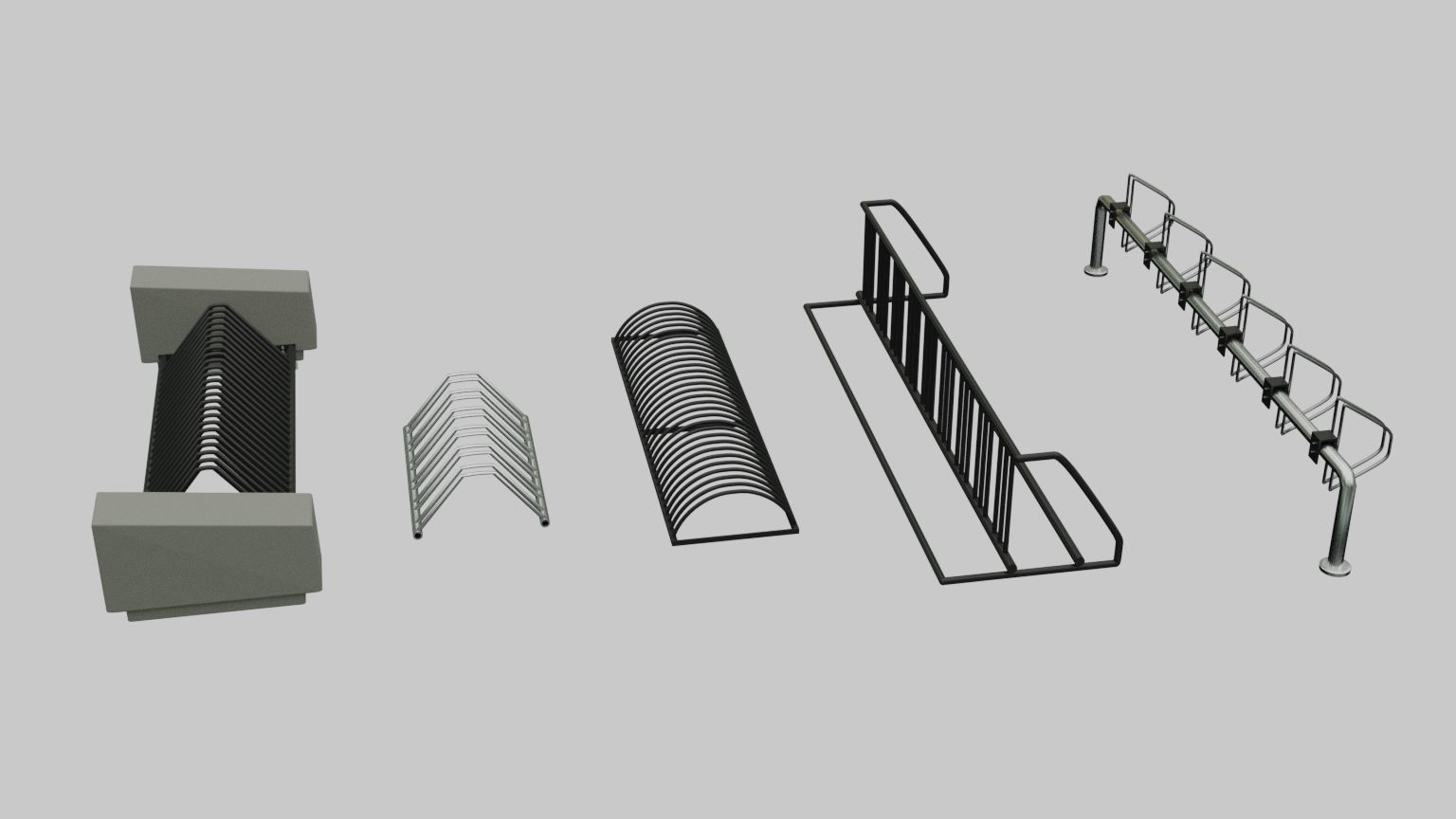 Bike Racks Collection - 5 Bicycle Racks 3D model | CGTrader