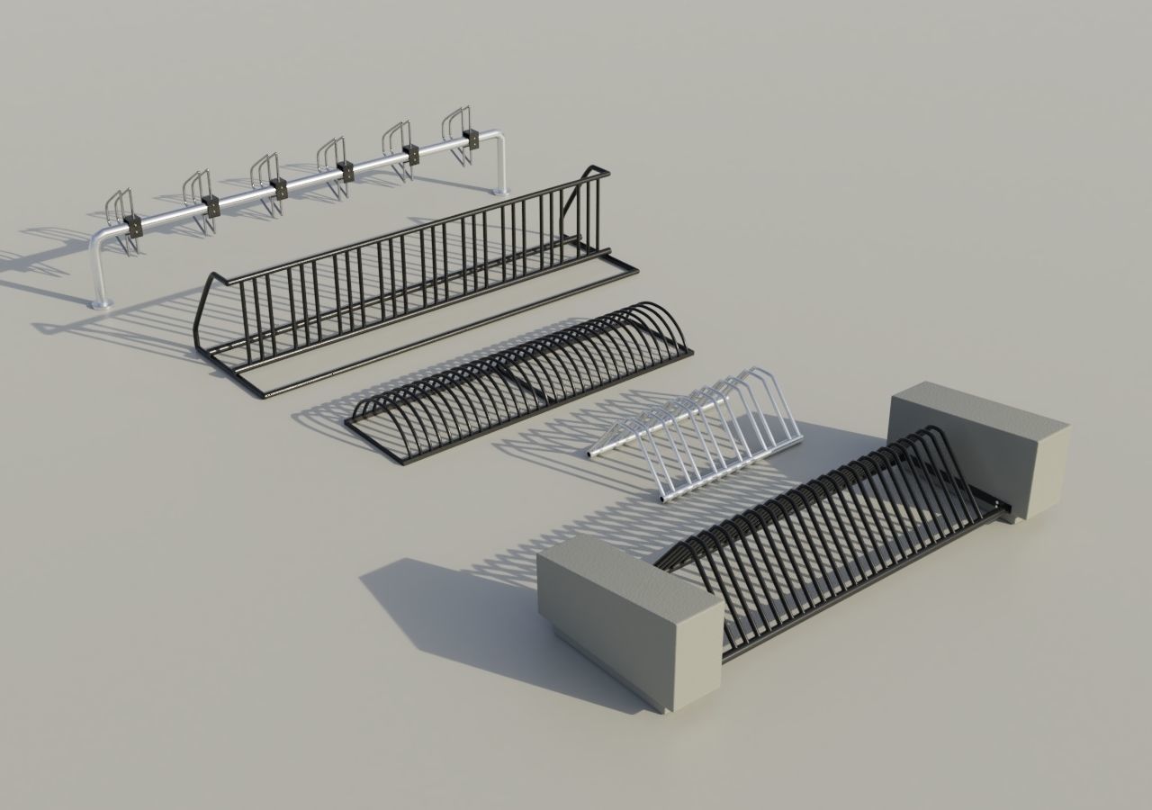 Bike Racks Collection - 5 Bicycle Racks 3D model | CGTrader