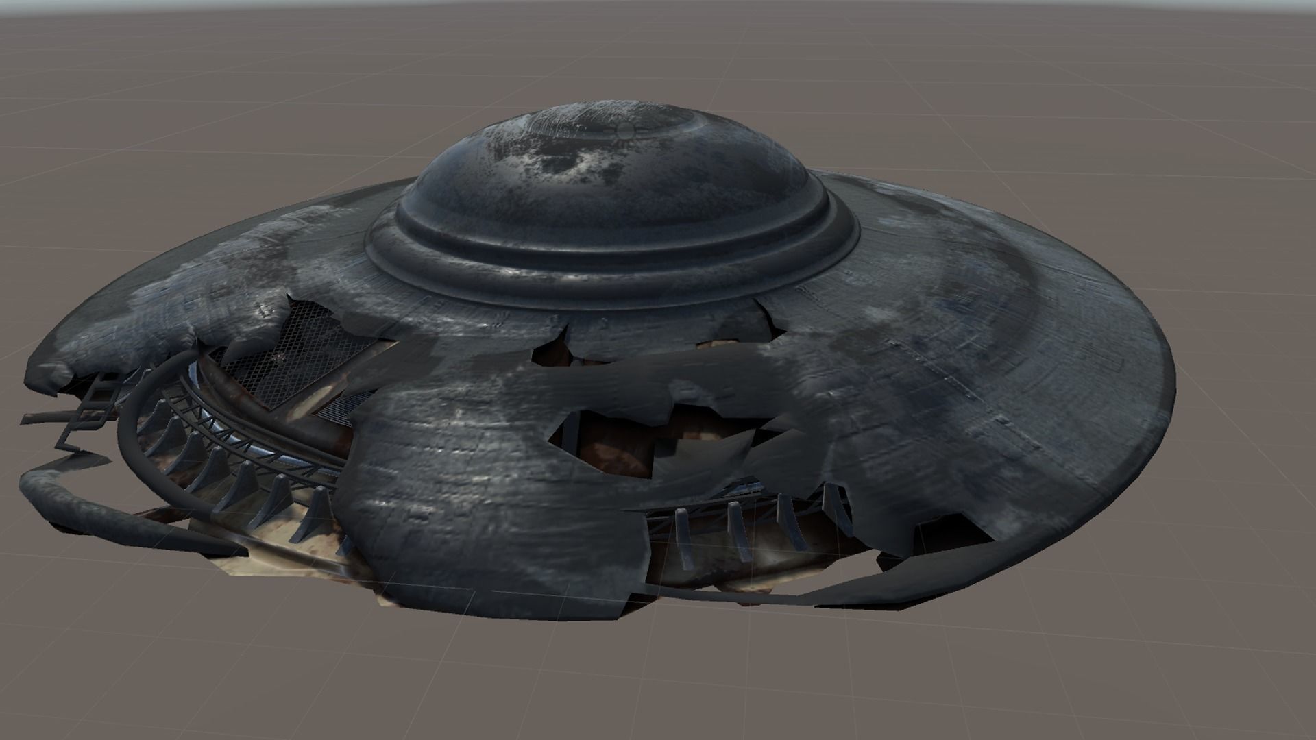 3D model Damaged UFO Plate Space Ship Spaceship VR / AR / low-poly ...