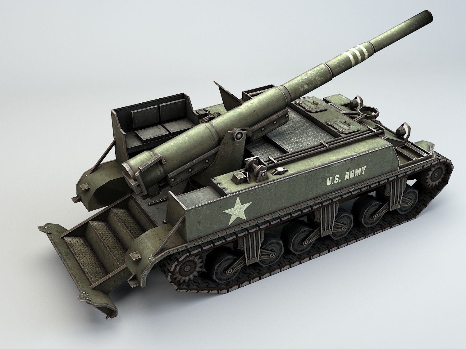 3D model Low Poly M12 Gun Motor Carriage VR / AR / low-poly | CGTrader