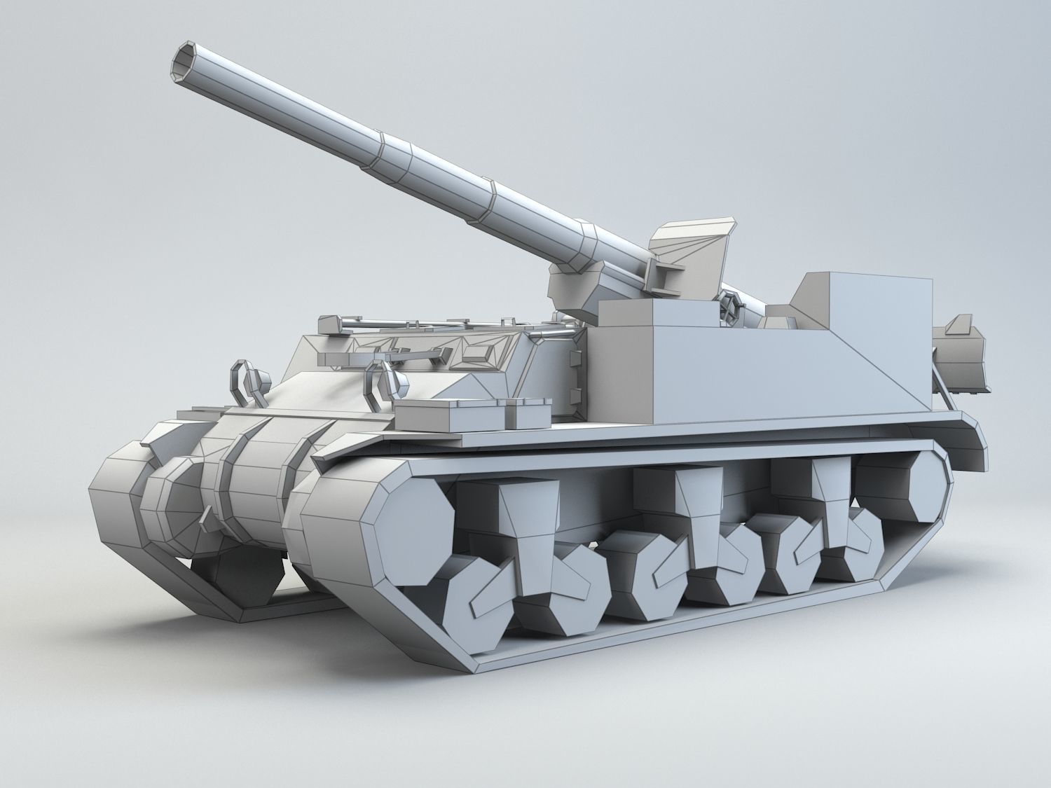 3D model Low Poly M12 Gun Motor Carriage VR / AR / low-poly | CGTrader