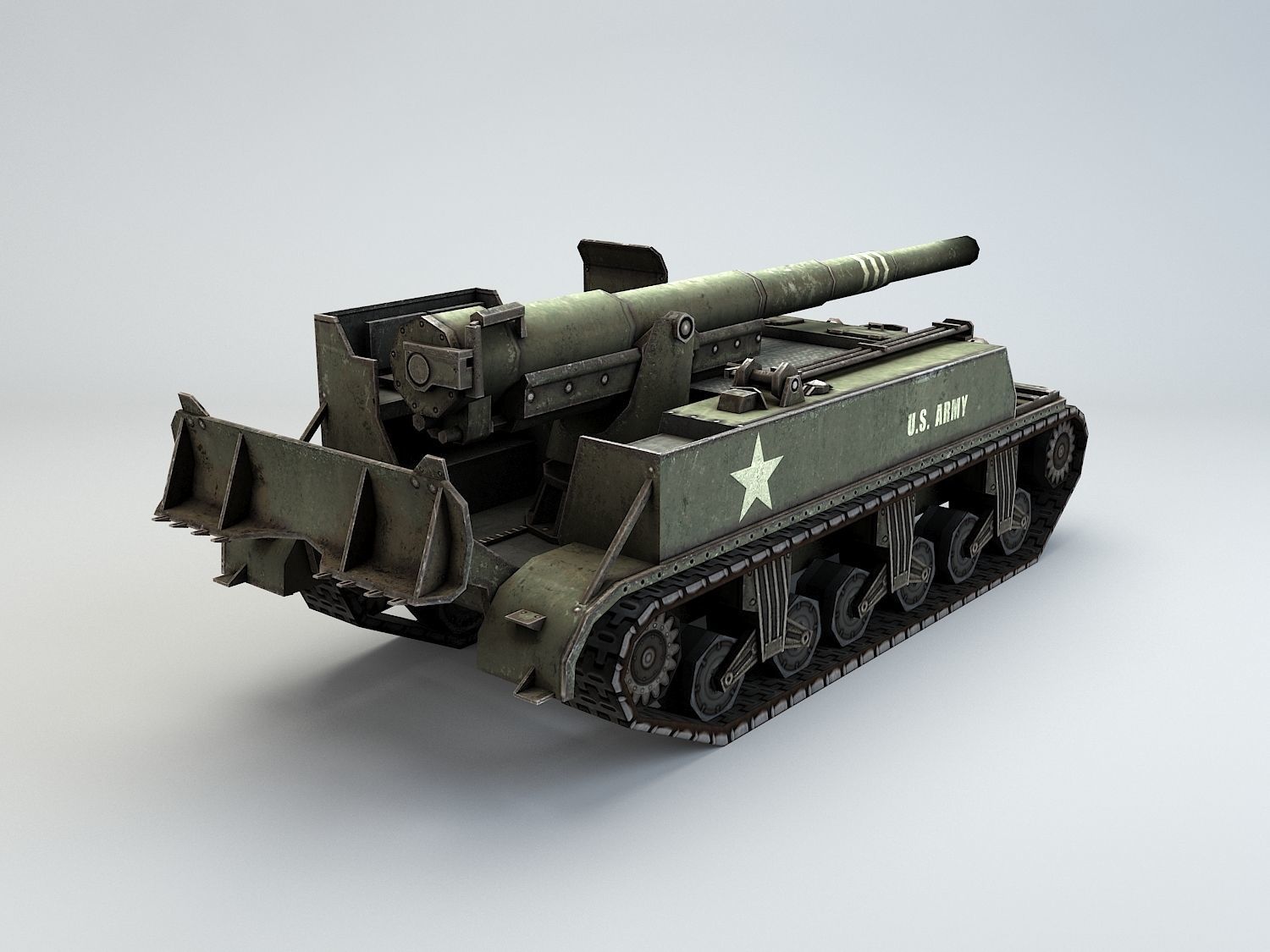 3D model Low Poly M12 Gun Motor Carriage VR / AR / low-poly | CGTrader