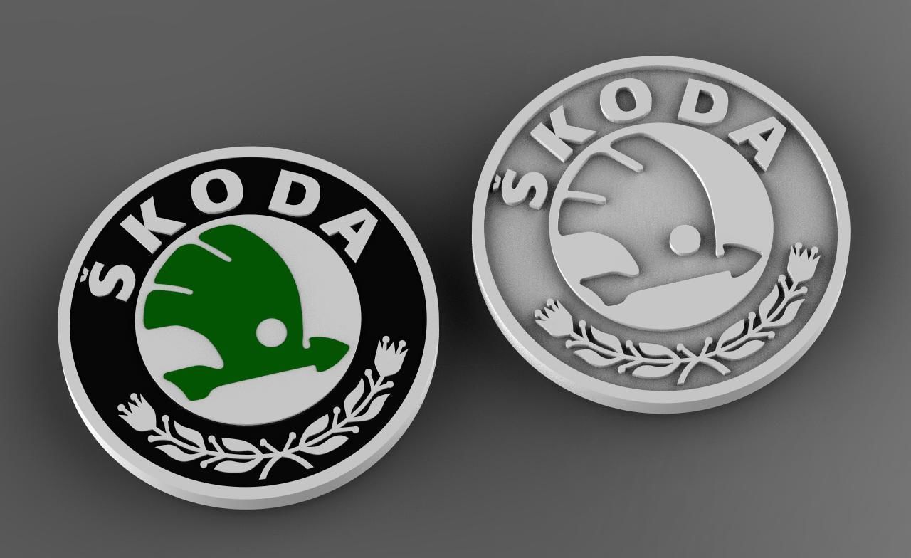 skoda two emblems 3D model 3D printable | CGTrader