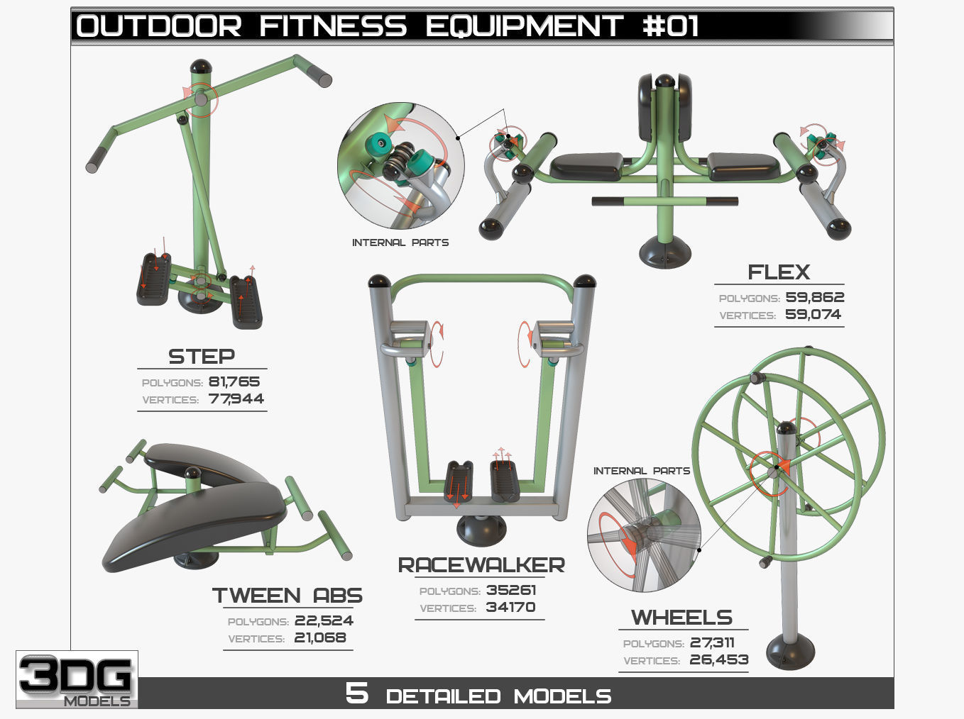 Outdoor Fitness Equipment 01 3D model | CGTrader