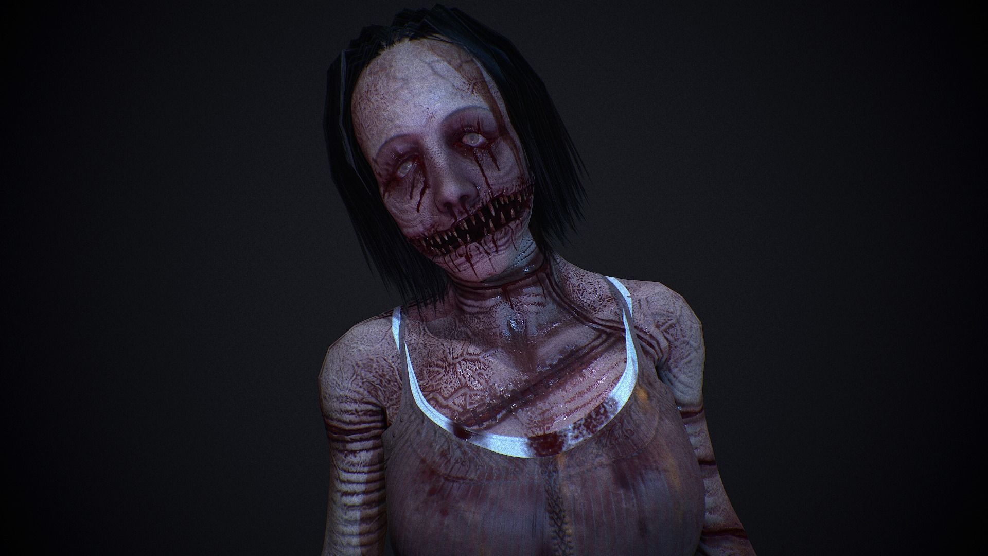 3D model Super creepy female horror enemy AAA VR / AR / low-poly rigged ...