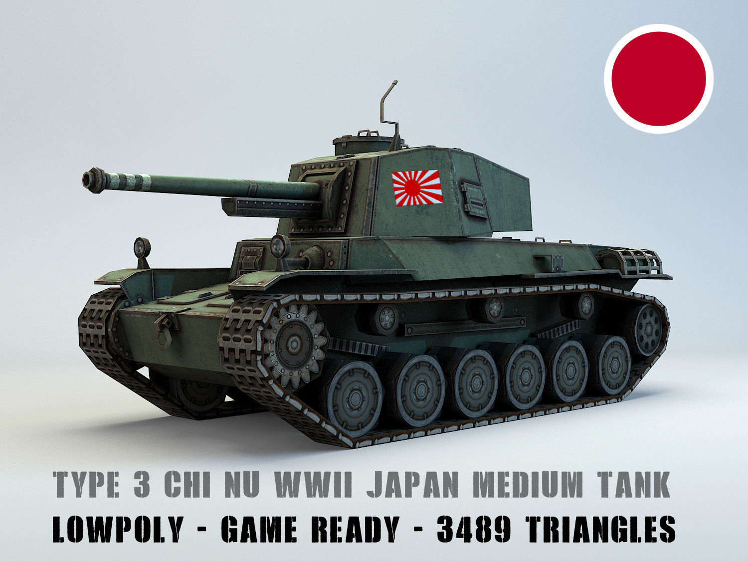 3D model Low Poly Type 3 Chi Nu medium tank VR / AR / low-poly | CGTrader