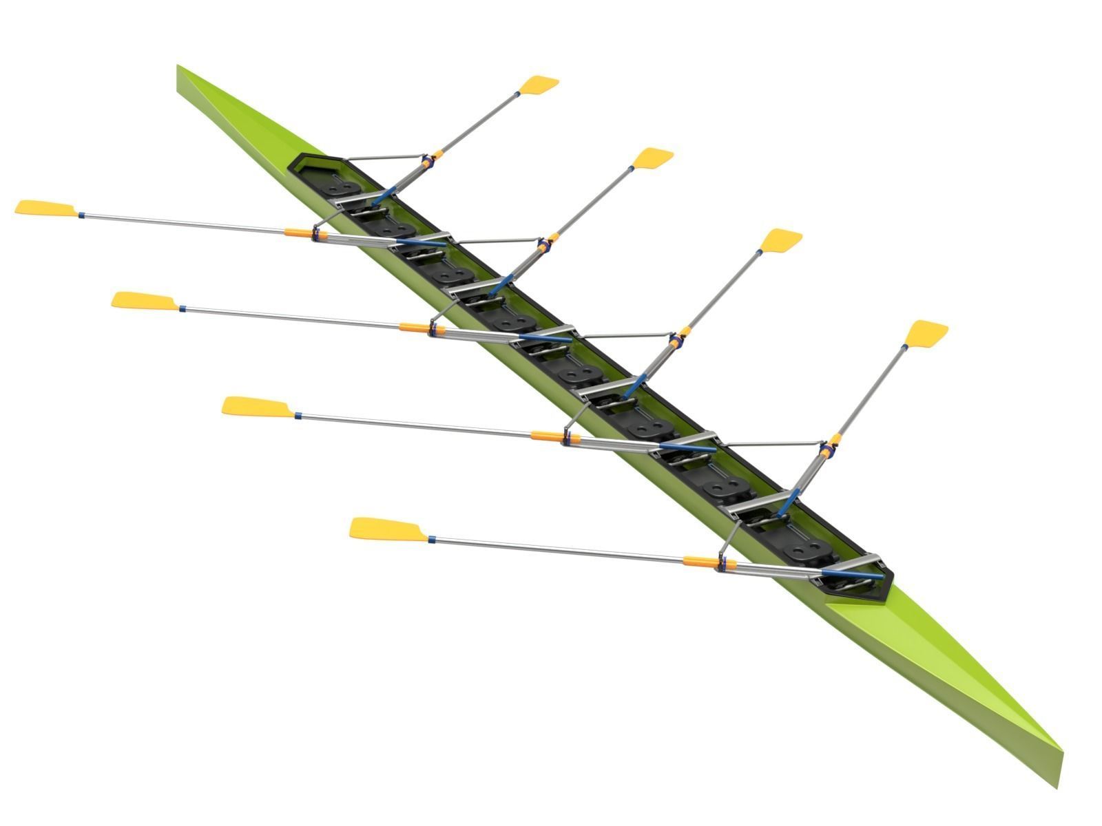 Eight Men Rowing Boat 3D model | CGTrader