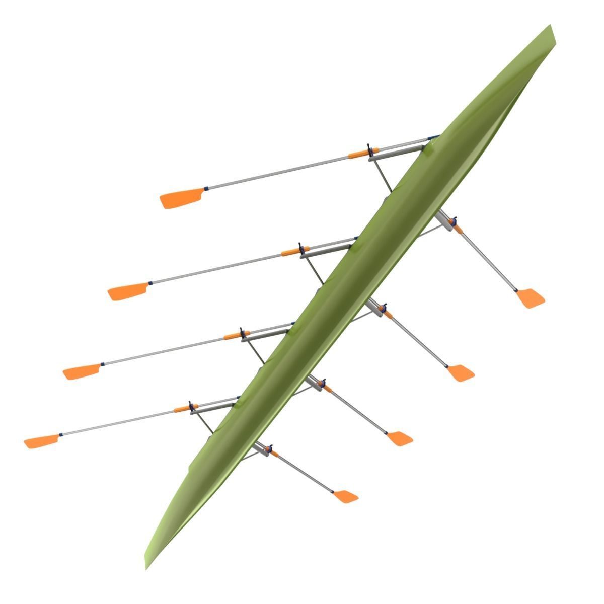 Eight Men Rowing Boat 3D model | CGTrader