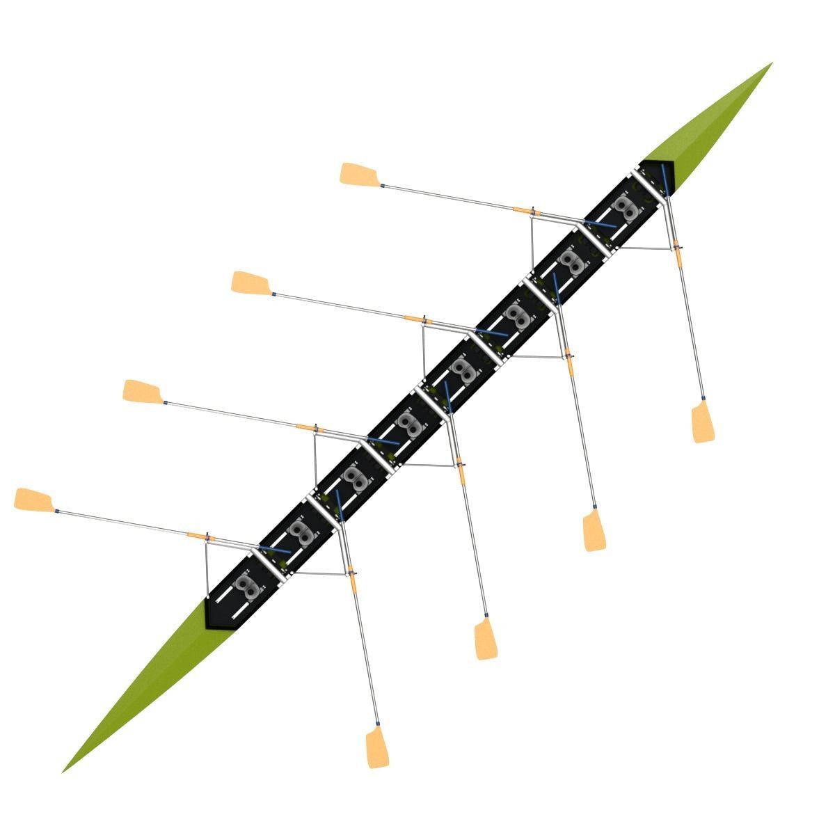 Eight Men Rowing Boat 3D model | CGTrader