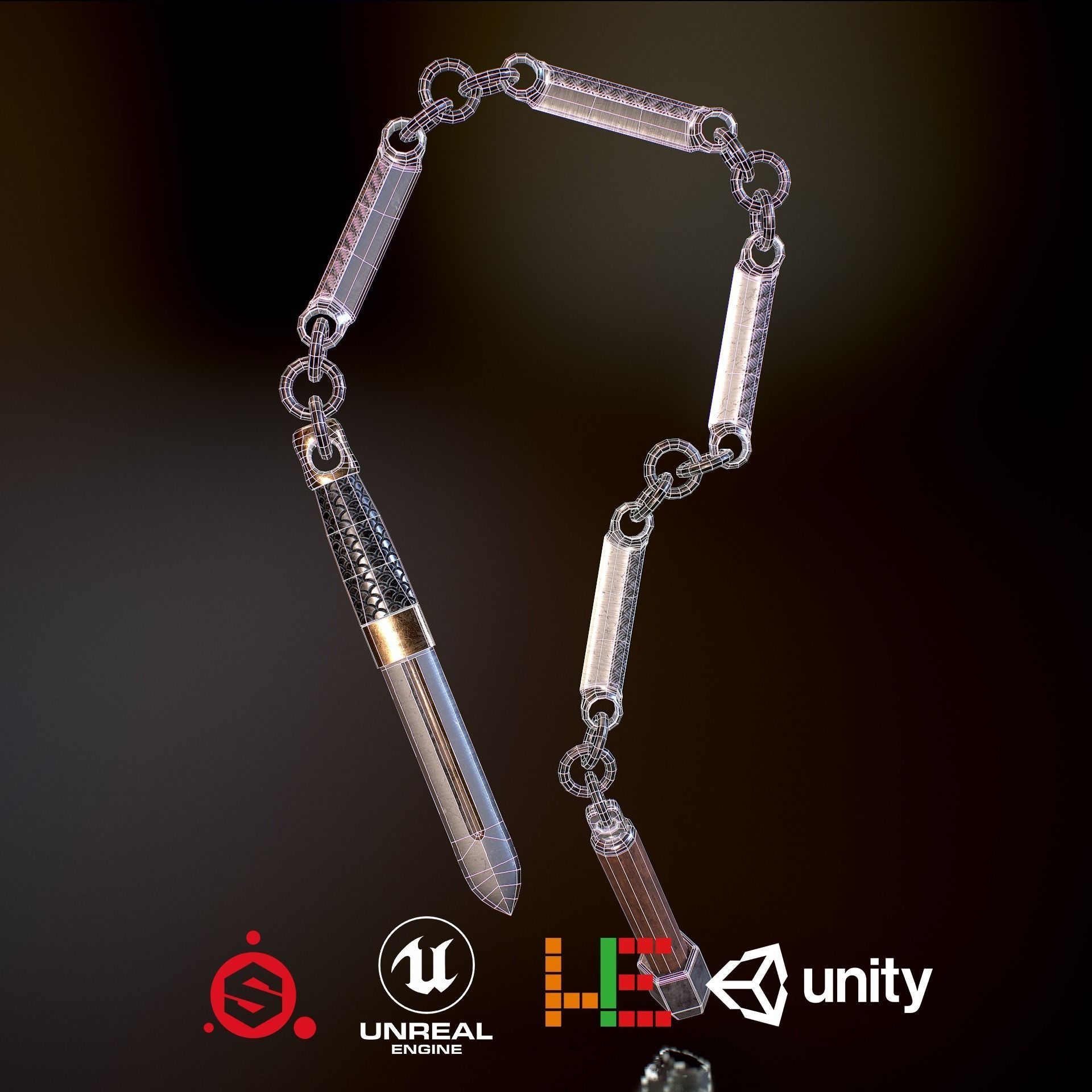3D model HIE Game Ready Chain Weapon N1 VR / AR / low-poly | CGTrader