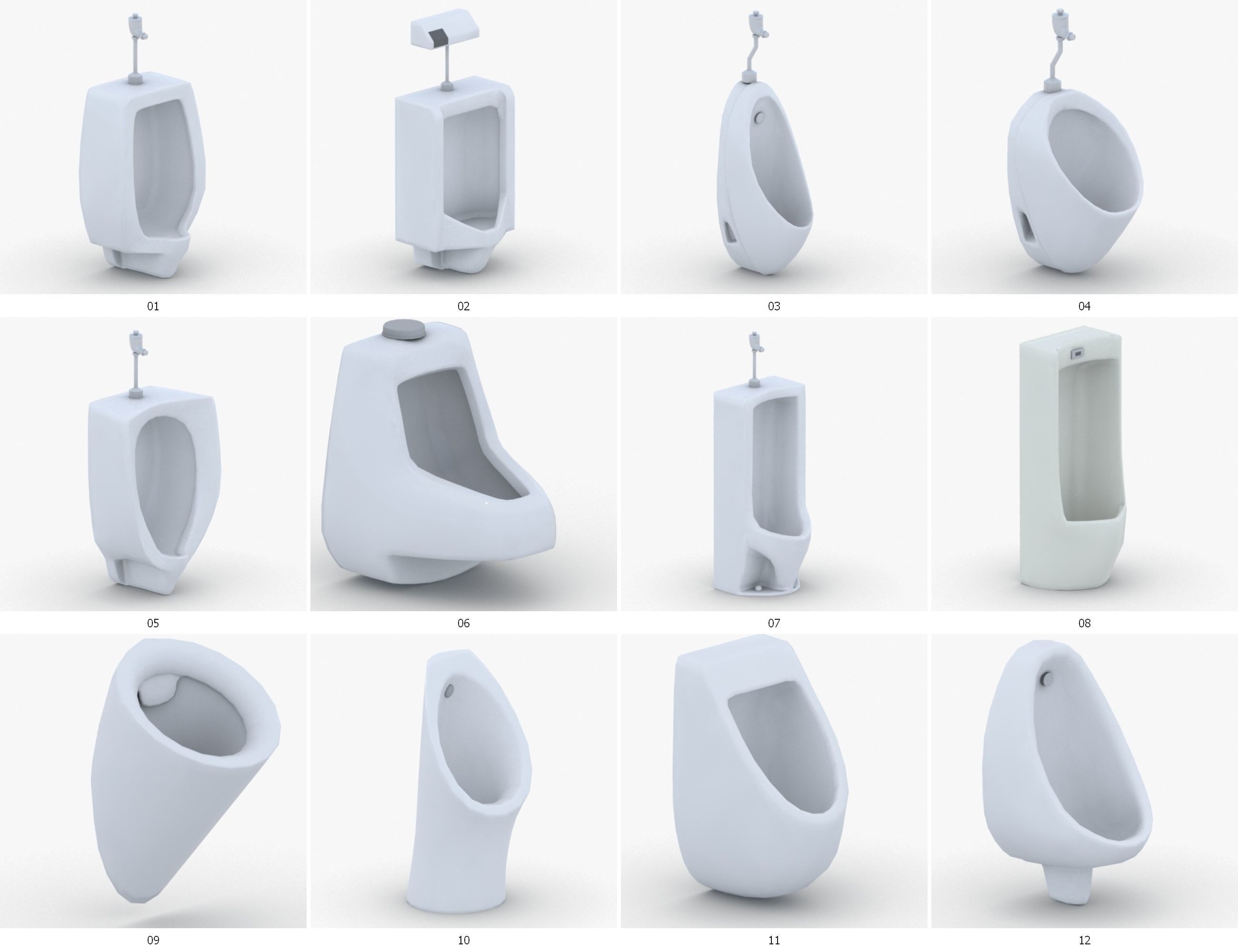 3D model Bathroom Vol 3 - Urinals VR / AR / low-poly | CGTrader