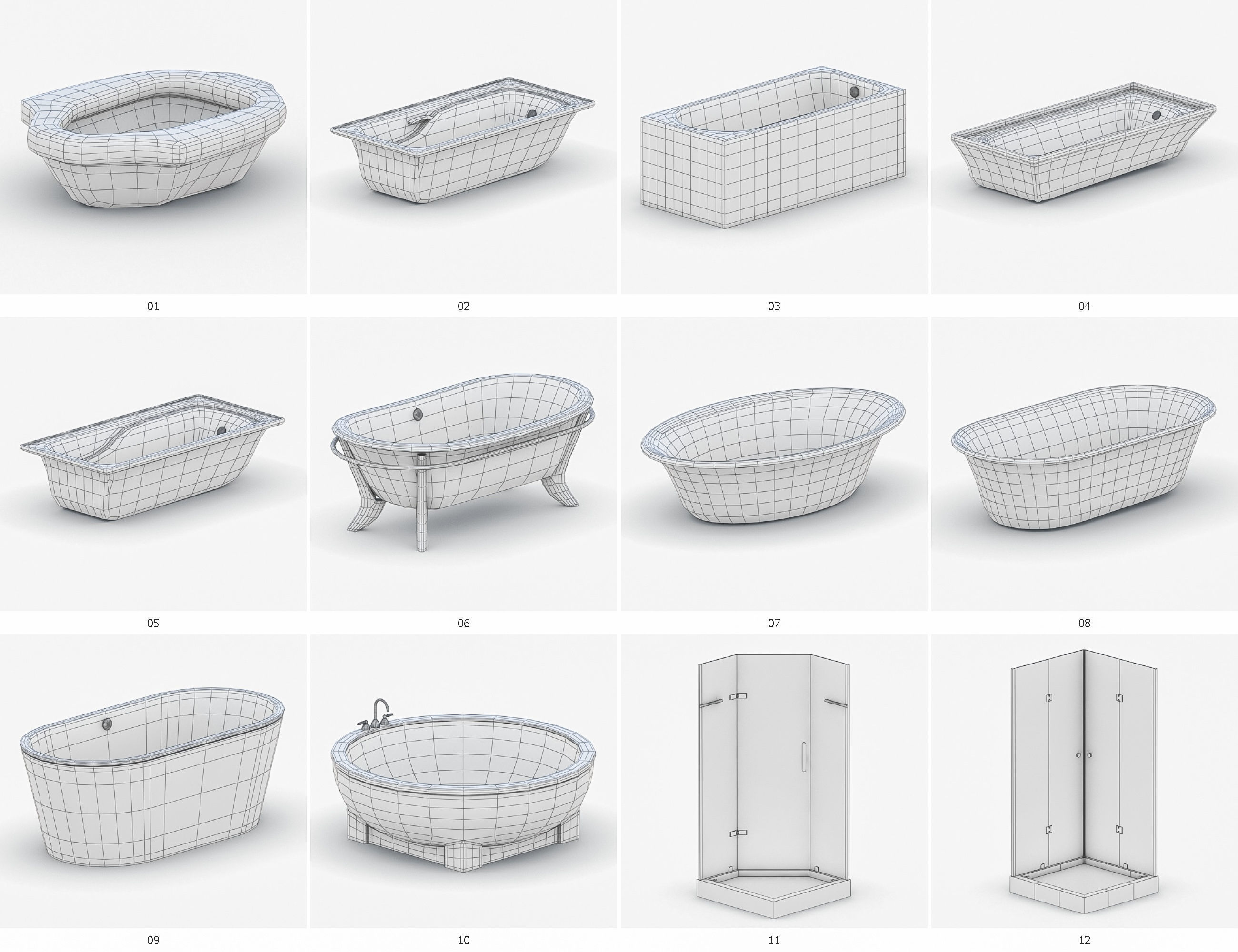 3D model Bathroom Vol 4 - Bathtub and Showers VR / AR / low-poly | CGTrader
