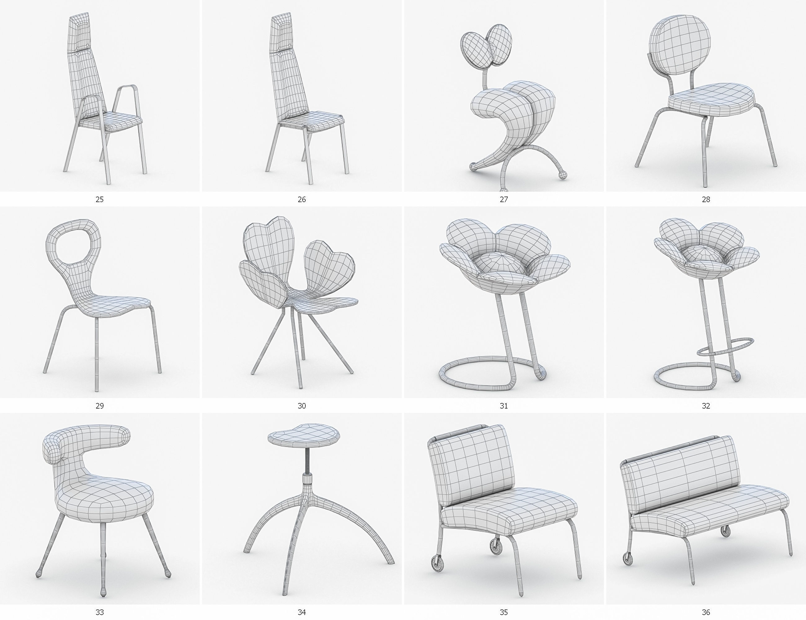 3D model Chairs Collection Vol 6 VR / AR / low-poly | CGTrader