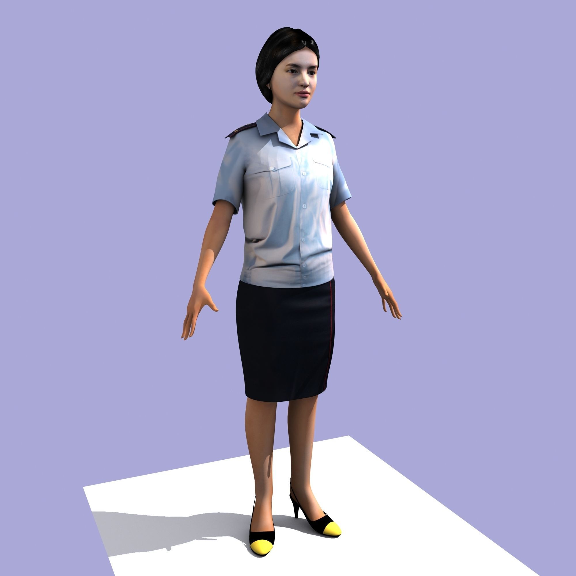 Asian woman - soviet police officer 3D model | CGTrader