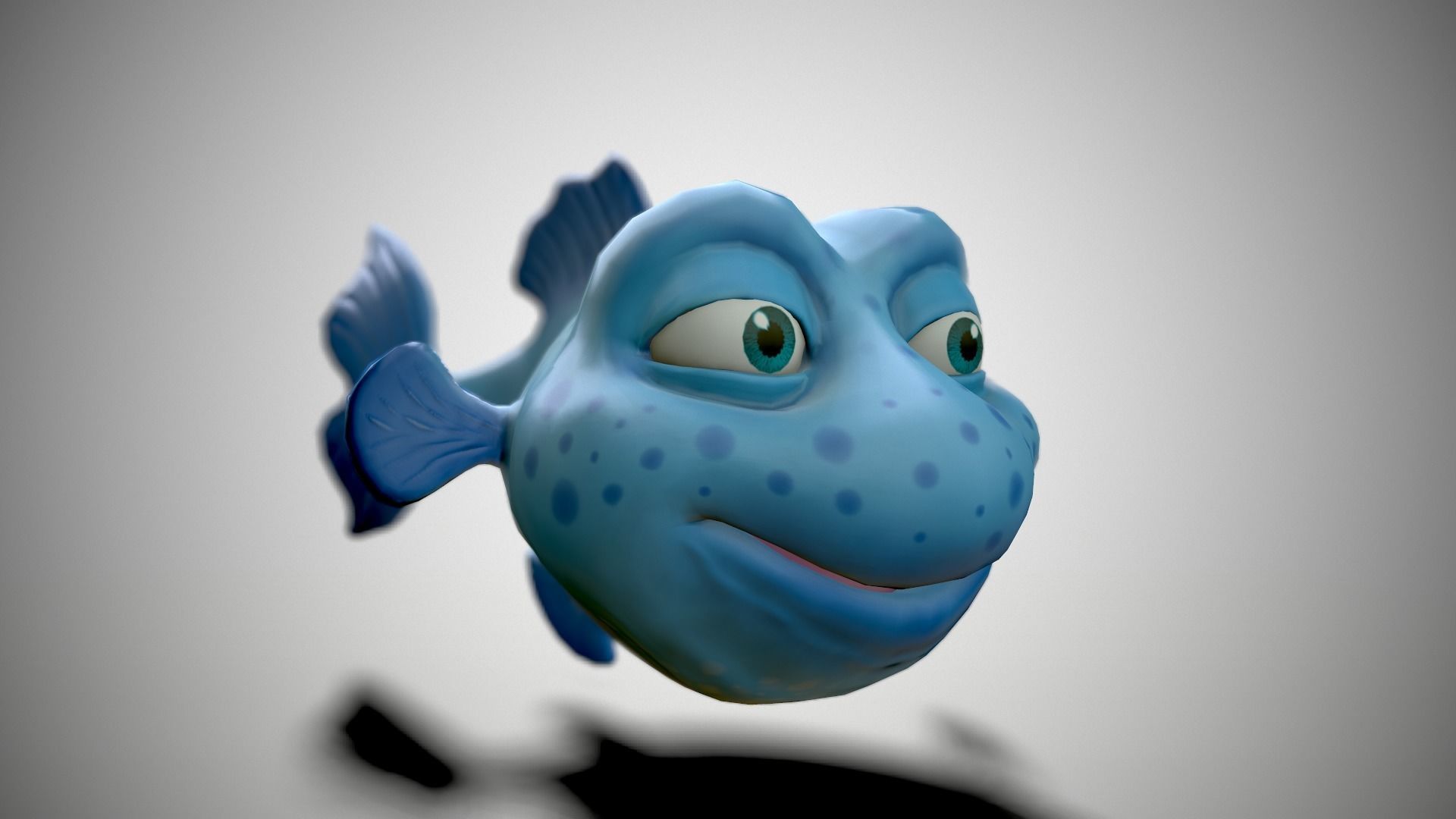 3D model Blue cartoon fish VR / AR / low-poly rigged animated | CGTrader
