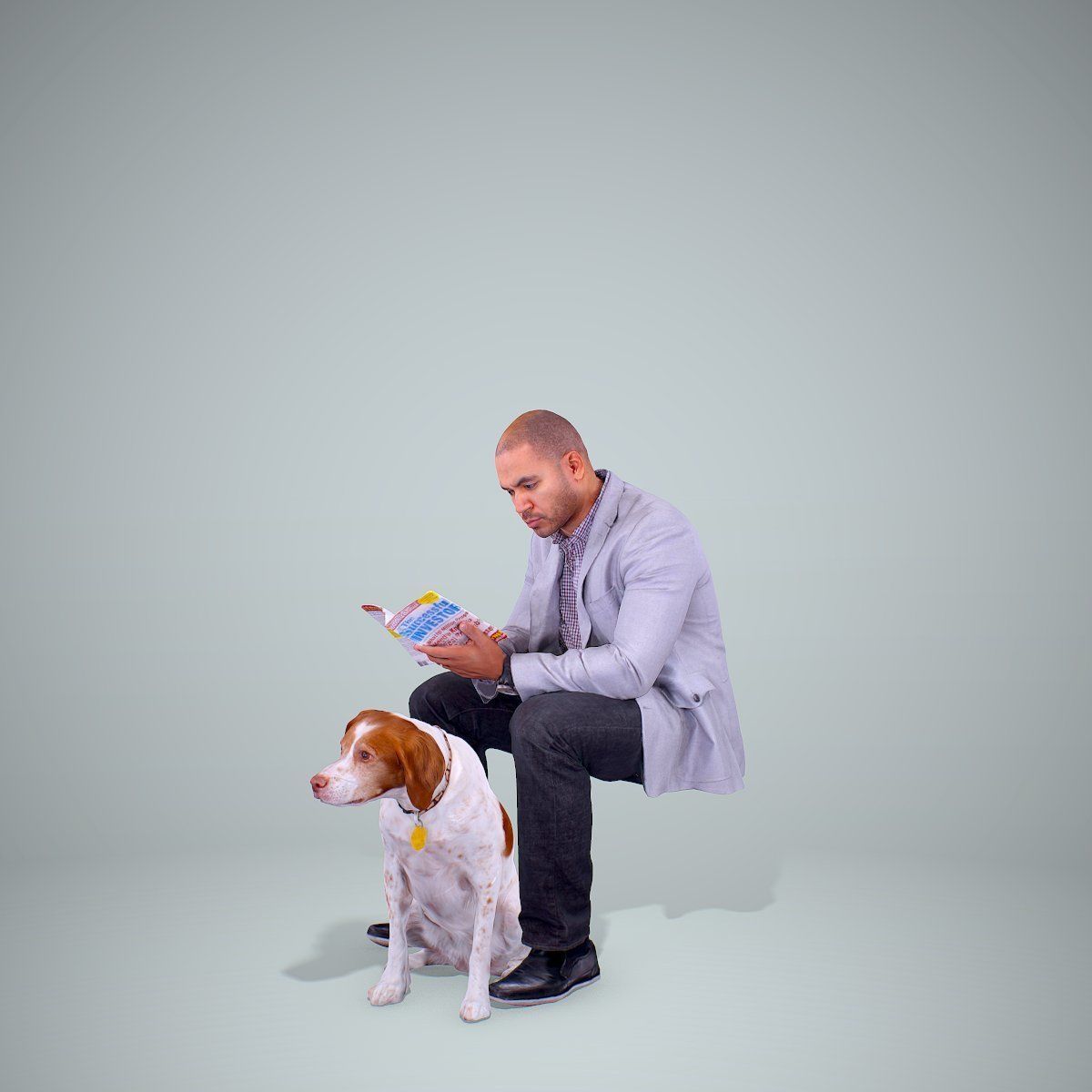 Man with Dog Sitting Reading Book CMan0222-HD2-O01P01-S 3D model | CGTrader