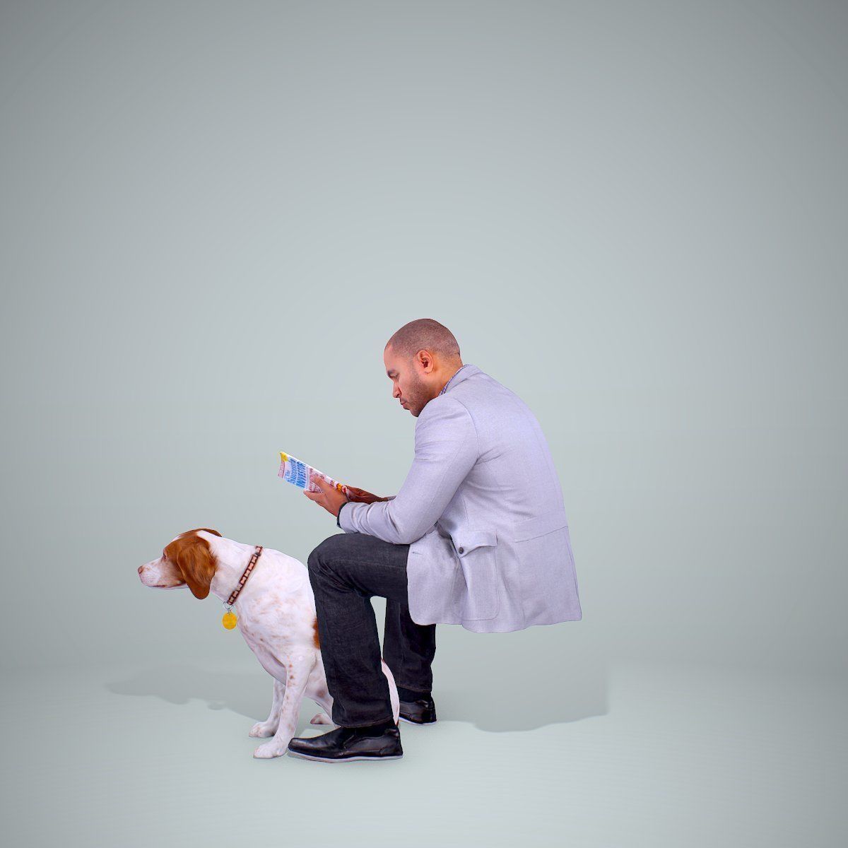 Man with Dog Sitting Reading Book CMan0222-HD2-O01P01-S 3D model | CGTrader