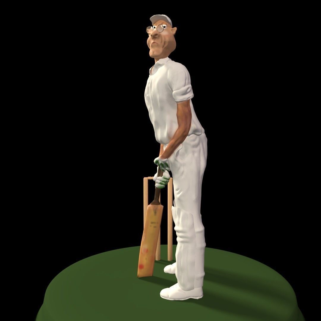 Old Cricketer Batting 3D model | CGTrader
