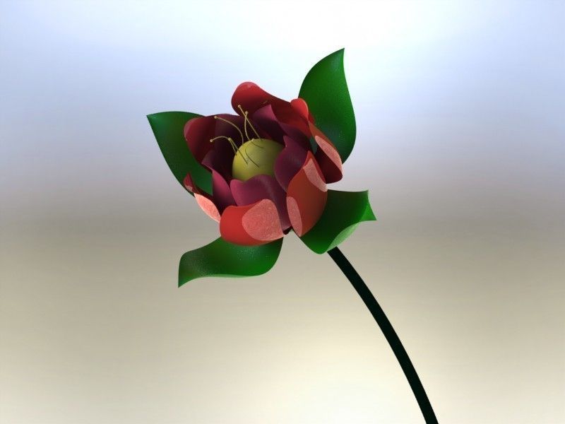 Rose flower with leaves free 3D model | CGTrader