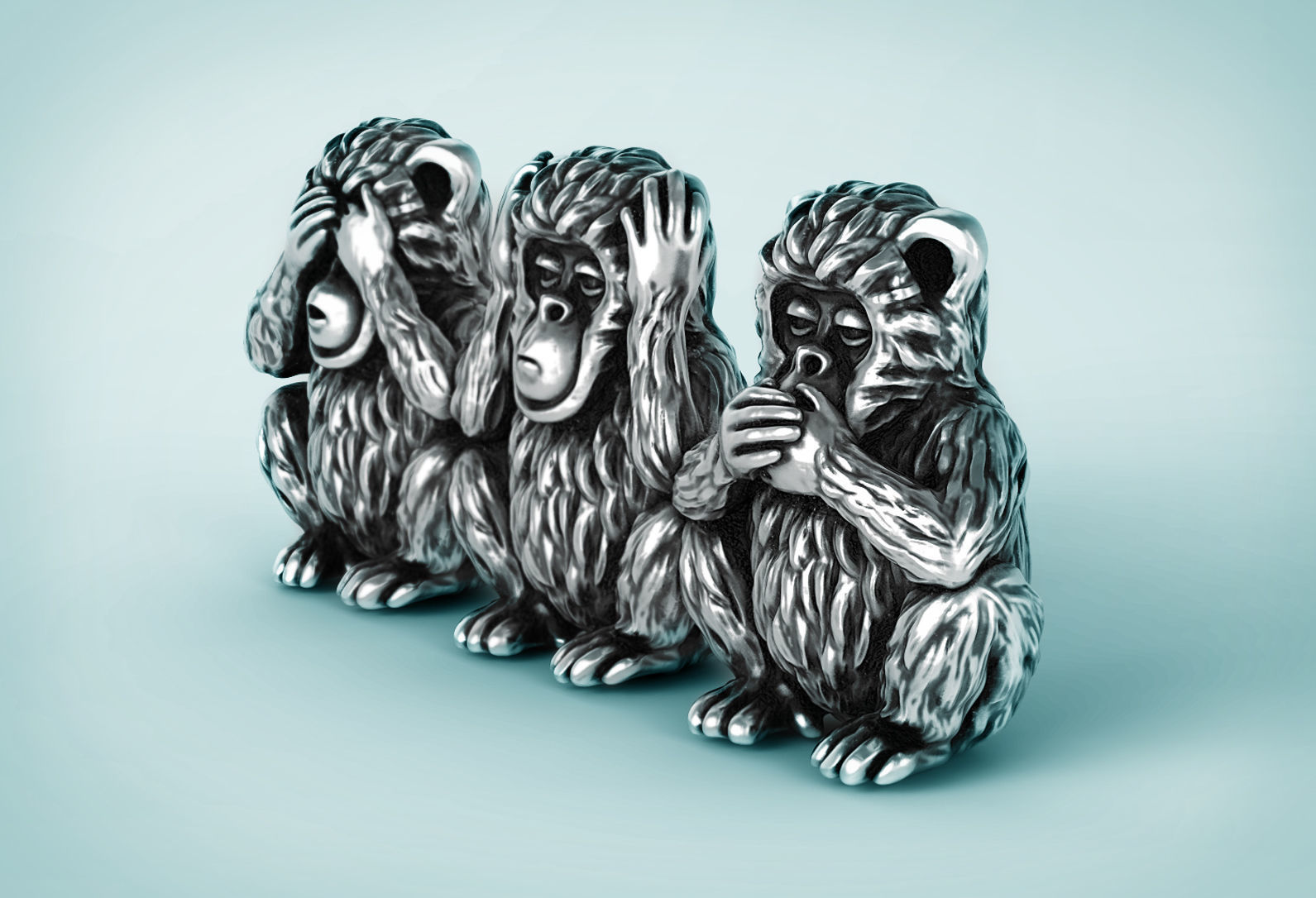 Three Wise Monkeys 3D model 3D printable | CGTrader