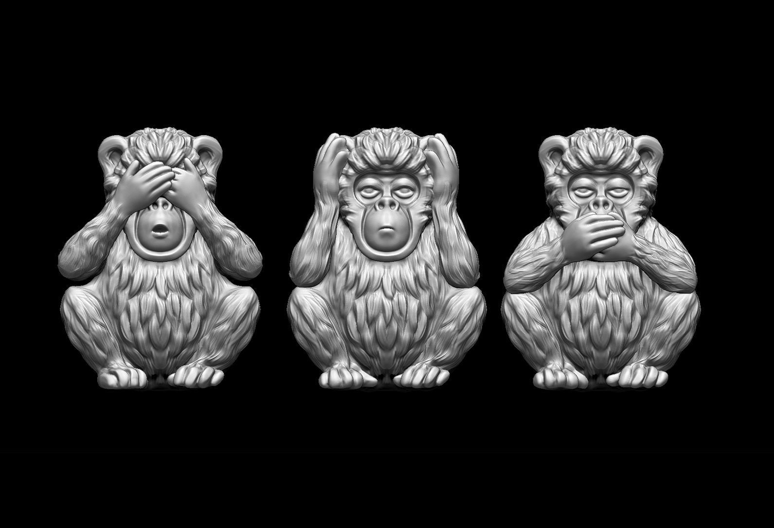 Three Wise Monkeys 3D model 3D printable | CGTrader
